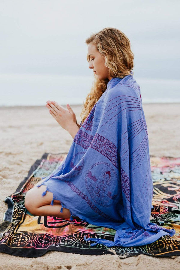 Beautiful Blue Buddha Prayer Scarf/Shawl from Kathmandu - DharmaShop