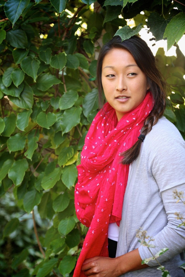 Batik Cotton Scarf in Raspberry Red - DharmaShop