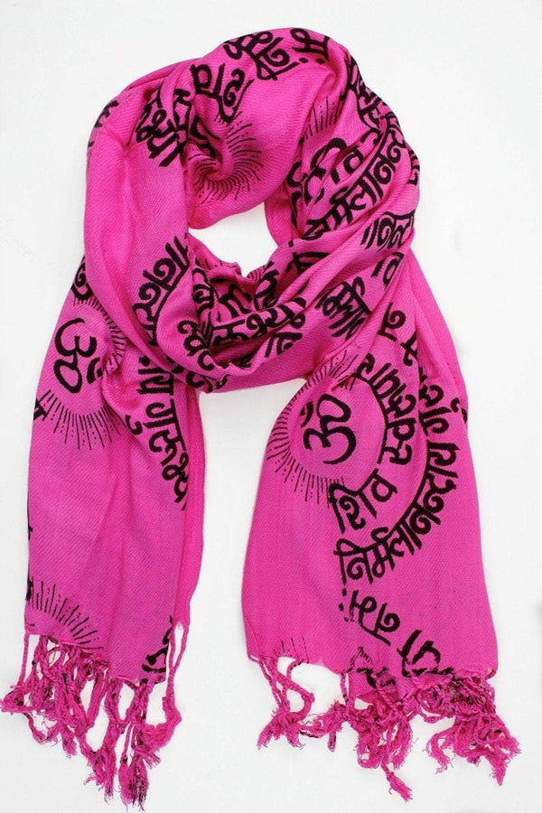 Bright Pink Om Mantra Scarf - DharmaShop