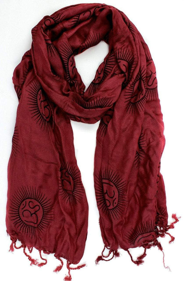 Dark Ruby Red Om Scarf - DharmaShop