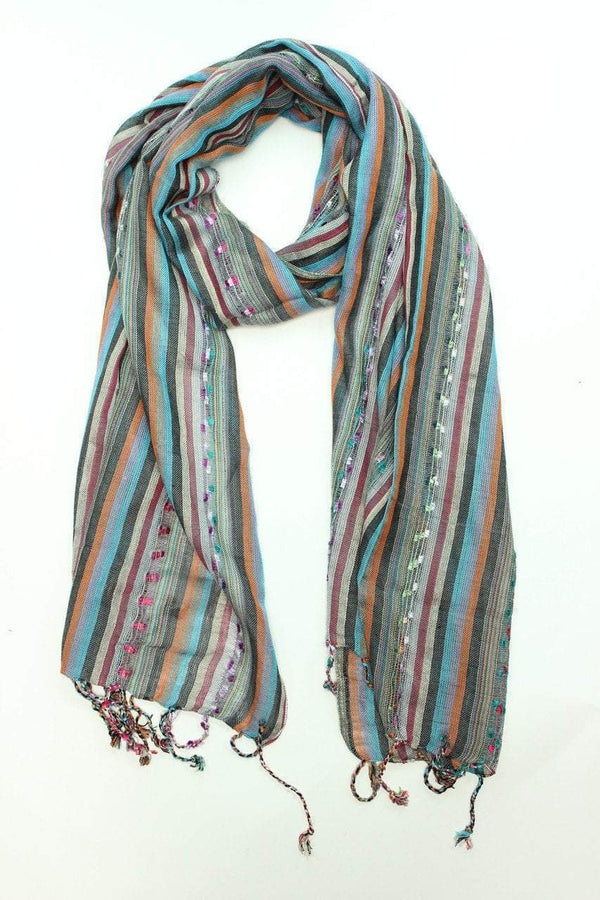 Multicolored Striped Woven Scarf - DharmaShop