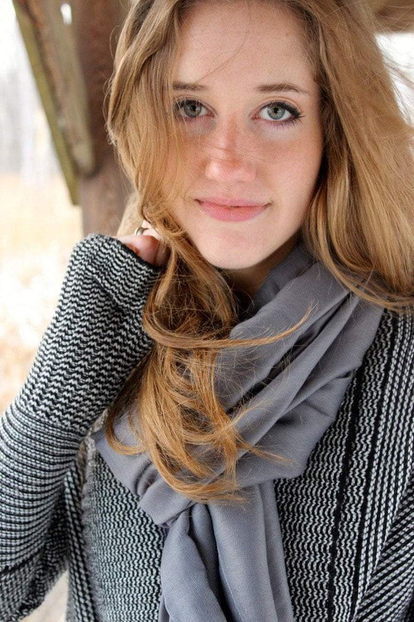 Water Pashmina Shawl in Steel Grey - DharmaShop