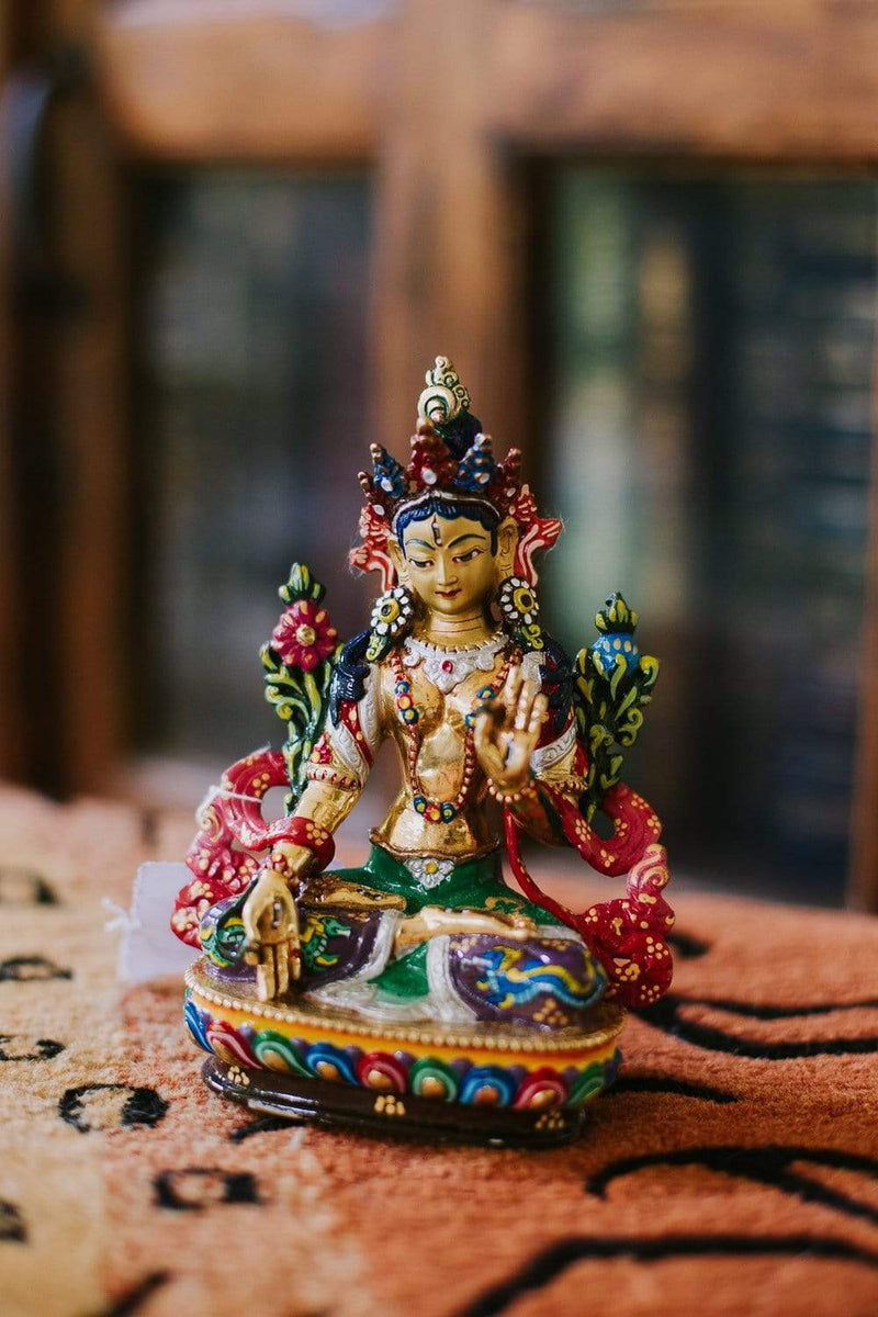 Hand Painted White Tara Statue - DharmaShop