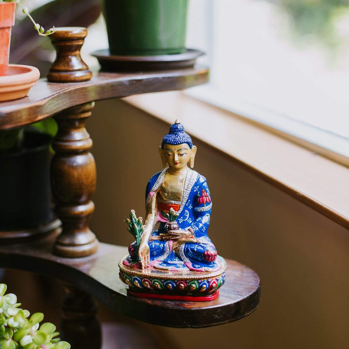 Blue Lotus Medicine Buddha Statue - DharmaShop