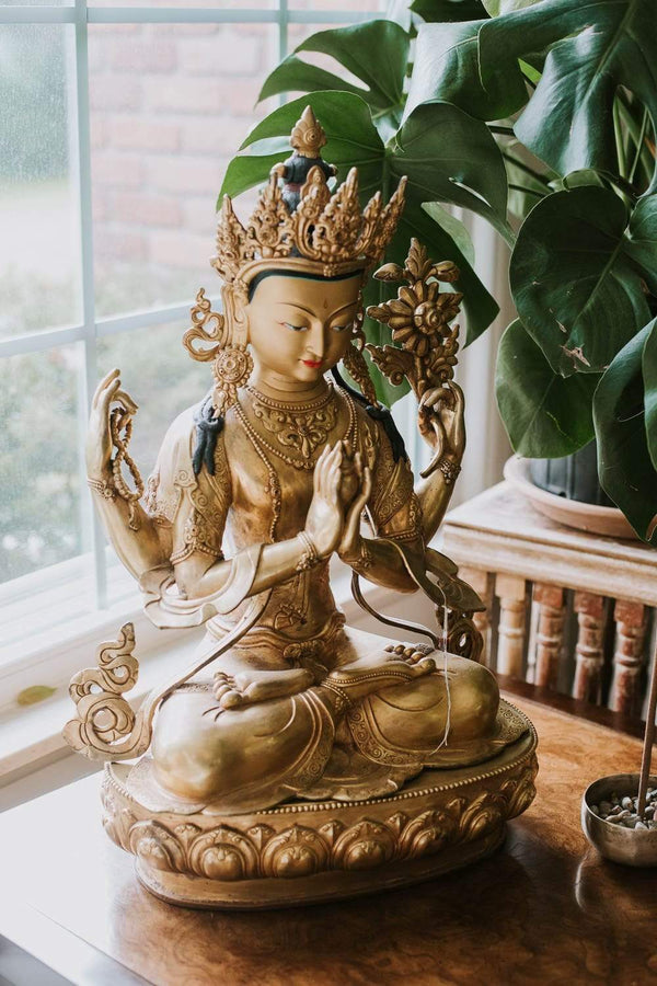 Golden Chenrezig Masterpiece Statue - DharmaShop