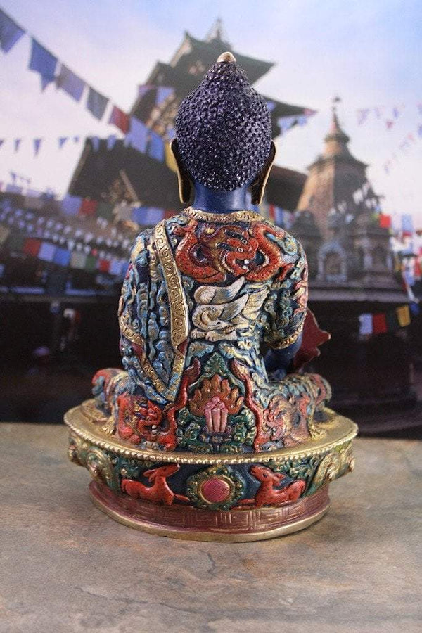 Spectacular Hand Painted Medicine Buddha Statue - DharmaShop