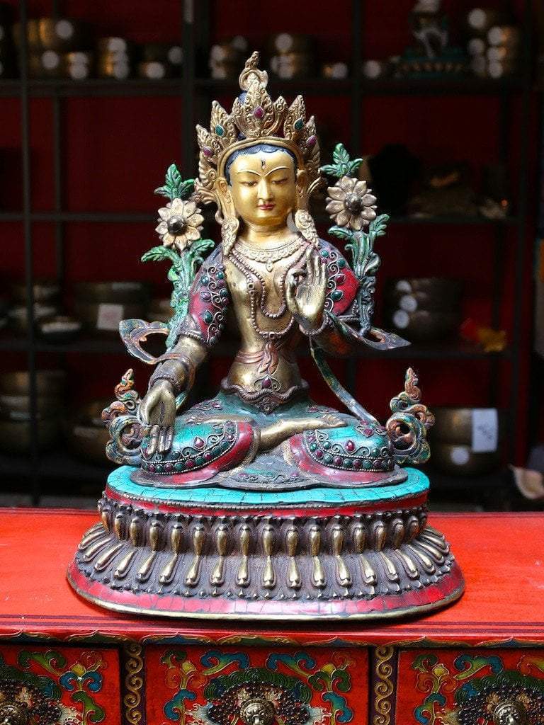 Museum Quality Tibetan White Tara Jeweled Statue - DharmaShop