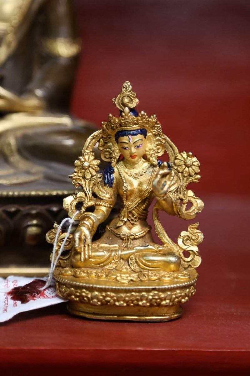 Small Golden White Tara Statue - DharmaShop