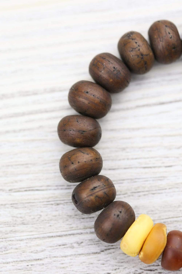 Bodhi Seed and Amber Wrist Mala Bracelet - DharmaShop