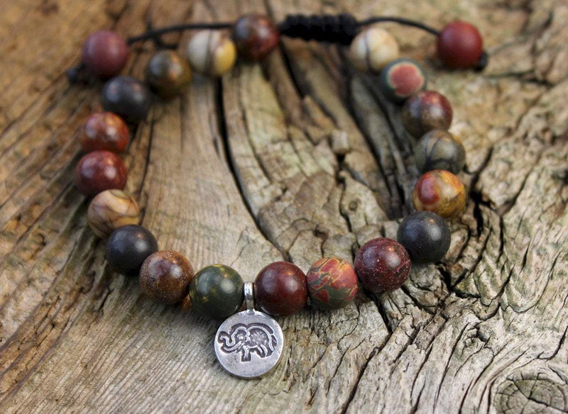 Riverstone and Thai Elephant Wrist Mala - DharmaShop